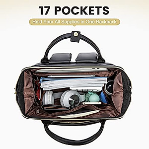 LOVEVOOK Travel Laptop Backpack Women PU Leather Work Backpack Purse Inch Teacher Nurse Bag