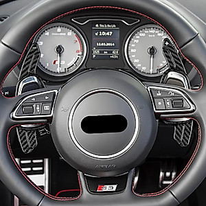 AIRSPEED Car Steering Wheel Paddles Carbon Fiber Steering Wheel Shift Paddle Extended Shifter Trim Cover Accessories for Audi A5 S3 S5 S6 SQ5 RS3 RS4 RS5 RS6 RS7, Black