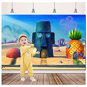 5x3ft Underwater Pineapple House Photography Backdrops Patrick Star Theme Birthday Party Decor Photo Background Cartoon Animation