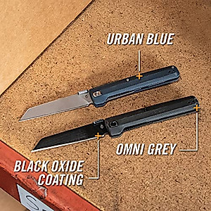 Gerber Gear Pledge Pocket Knife with Pocket Clip - 3.7" Full Panel Plain Edge Blade Folding Knife - EDC Gear and Equipment - Urban Blue