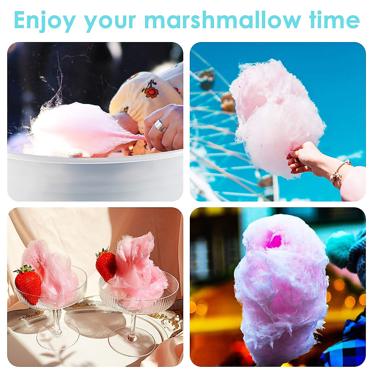 Jahy2Tech Cotton Candy Machine Portable Cotton Candy Makers for Kids Birthday Family Party Christmas Gift with 10 Sticks&1 Spoon Pink