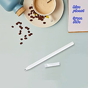 Zog Kraft Paper Barrel Writing Pen,Eco-Friendly Pens,Ballpoint Pen 1.0mm Fine Point Pen,Blue Ink 10pcs (White)