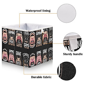 QUGRL Game Controller Set Storage Bins Organizer Gamepad Joystick Foldable Clothes Storage Basket Box for Shelves Closet Cabinet Office Dorm Bedroom 15.75 x 10.63 x 6.96 in