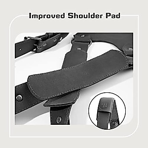 4J LEDR Camera Strap Accessories for Two-Cameras,Dual Camera Harness,Dual Shoulder Leather Harness,Camera Shoulder Strap,Leather Camera Strap,Multi Camera Gear for DSLR/SLR Strap,Quick Release,BLACK