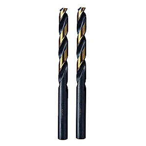 MAXTOOL Letter E 2pcs Identical Jobber Length Drills Dia 0.250" HSS M2 Twist Drill Bits Fully Ground Black-Bronze Straight Shank Drills; JBL02H10REP2