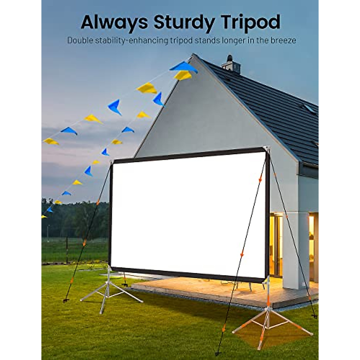 Projector Screen and Stand - Velcolt Portable Video Projection Screen 120 inch, 16:9 4K HD Rear Front Foldable Outdoor Movie Screen with Carry Bag for Indoor Outdoor Home Theater Backyard Camping