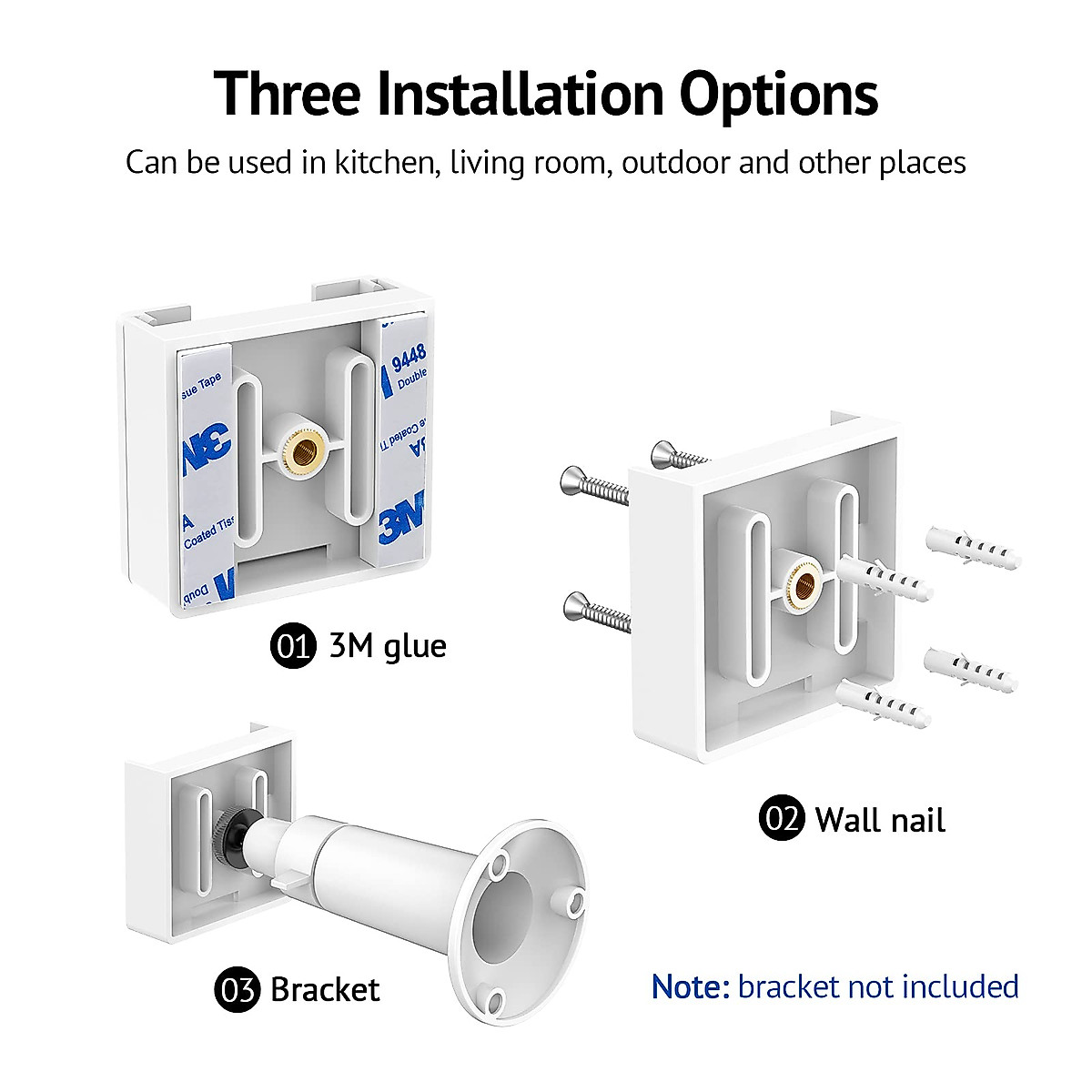 Ayotu 3 Pack Wall Mount for Wyze Cam V3 & Wyze Cam V2 & Wyze Cam Spotlight, Strong Adhesive Holder 3M Stick On-Easy to Install, Another Installation Methods-Screws Bracket(NOT Include Camera), White