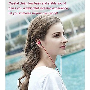 in Ear Headphones, MR01 Comfortable Tangle-Free Stylish Wired in-Ear Earbuds with Microphone, Crystal Clear Sound Noise Isolating Earphones for iPhone iPod Samsung Laptop Computer, Red