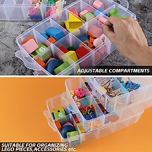 Tyminin 3-Tier Clear Plastic Swing Organizer Box, Large Portable Dividers Container, Craft Storage Bin with 30 Compartments, Large