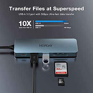 USB C Hub, USB C Adapter MacBook Pro/Air Ipad Pro Adapter, 6 in 1 with 4K HDMI Output, Compatible for Laptop, Surface Pro 8 and Other Type C Devices (PD 100W USB 3.0 TF Card Reader)