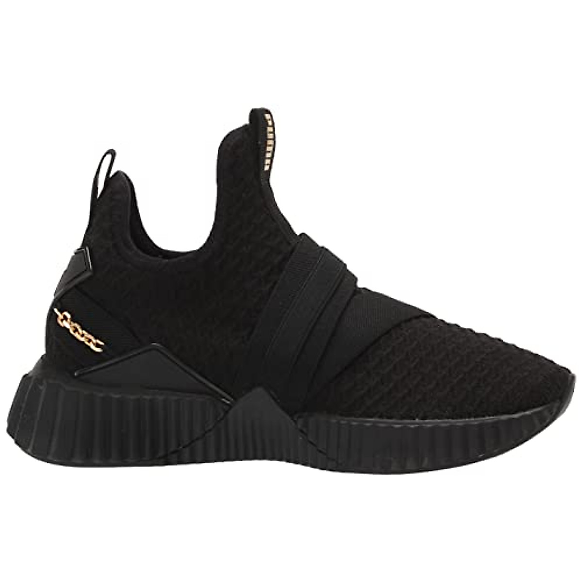 PUMA Women's DEFY MID Sneaker, Puma Black-Gold, 8