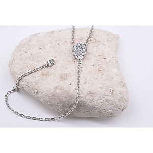 Dainty Sterling Silver Necklace Small Waterdrop Lariat Necklace Y-Shaped Platinum Plating
