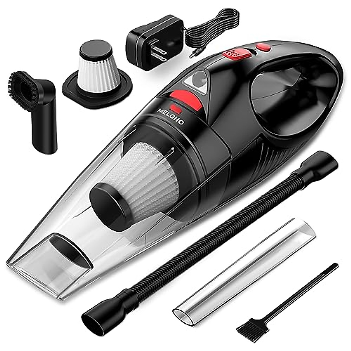MELOHO Car Vacuum Cleaner High Power, Portable Handheld Vacuum Cordless Rechargeable with Fast Charge Tech, Huge Motor & Large-Capacity Battery, Powerful Wireless Hand Held Vacuum for Pets, Car, Home