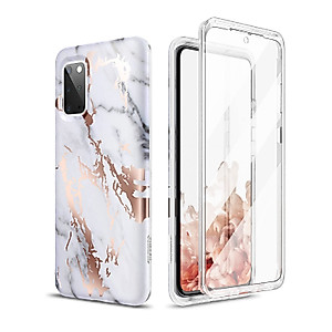 SURITCH for Galaxy S20 Plus Case, [Built-in Screen Protector] Marble Full-Body Protection Shockproof Rugged Bumper Protective Case for Samsung Galaxy S20 Plus 5G 6.7 Inch (Gold Marble)