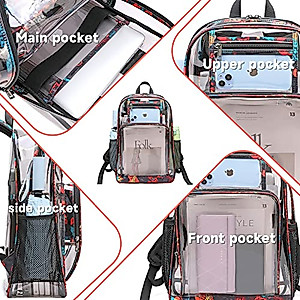 LISINUO Clear Backpack Heavy Duty Kids Backpacks for Boys Clear Bookbag Stadium Approved Transparent Bags (Black)