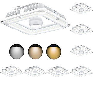 8Pack 60W LED Canopy Light with Photocell, 36W 48W 60W Adjustable, AC100-277V 8100LM 5000K/ 4000K/3000K Outdoor Carport Light Ceiling Light, IP65 Waterproof Commercial Canopy LED Lights, UL Listed