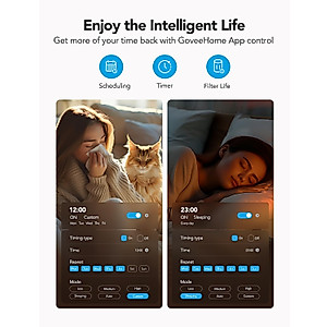 GoveeLife Smart Air Purifiers for Bedroom, with WiFi Alexa Control, HEPA 24dB Quiet Air Purifier with Fragrance Sponge, RGB Night Light, for Pet Dander, Allergies, Smoke, Office and Desktop, White