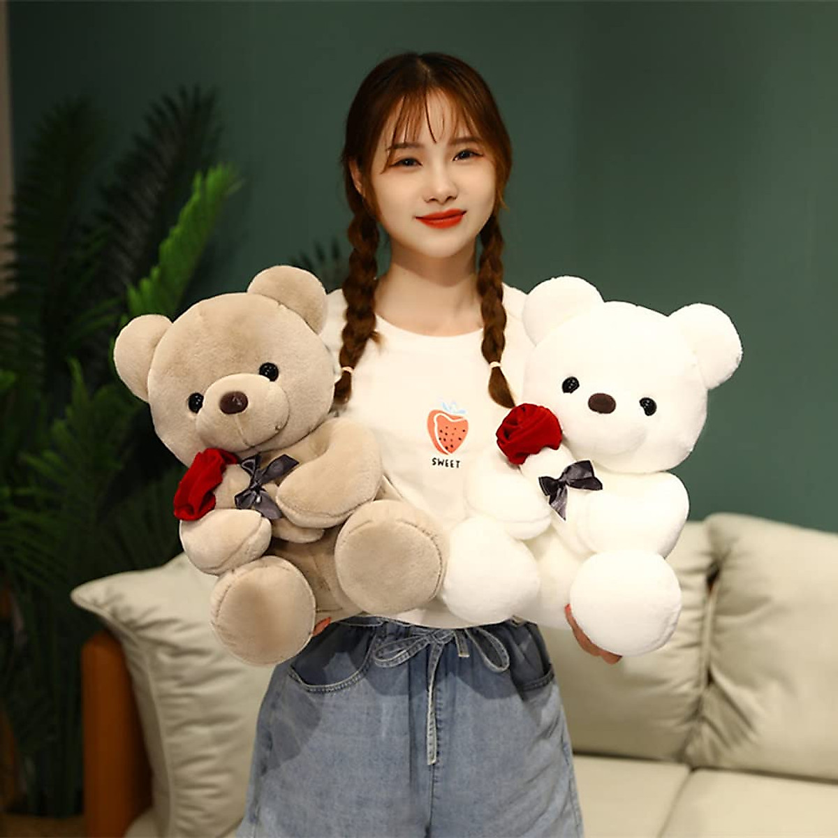 SHAFISH 13.7in Cute Plush Teddy Bear Stuffed Animal Teddy Bear Plush Doll Toy Gift for Children, Decoration for Party (White, 35cm/13.7in)