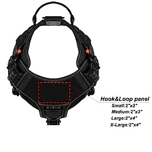 ICEFANG Tactical Dog Harness,2X Metal Buckle,Working Dog MOLLE Vest with Handle,No Pulling Front Leash Clip,Hook and Loop Panel (X-Large (Pack of 1), Reflective Black)