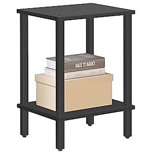 BEEWOOT End Table, Side Table, Nightstand, 2-Tier Storage Shelf, Sofa Table for Small Space, Living Room, Bed Room BETB01BK034