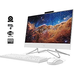 HP 2022 Newest All-in-One Desktop, 21.5" FHD Display, Intel Celeron J4025 Processor, 16GB RAM, 1TB PCIe SSD, Webcam, WiFi, HDMI, RJ-45, Wired Keyboard&Mouse, Windows 11 Home, White