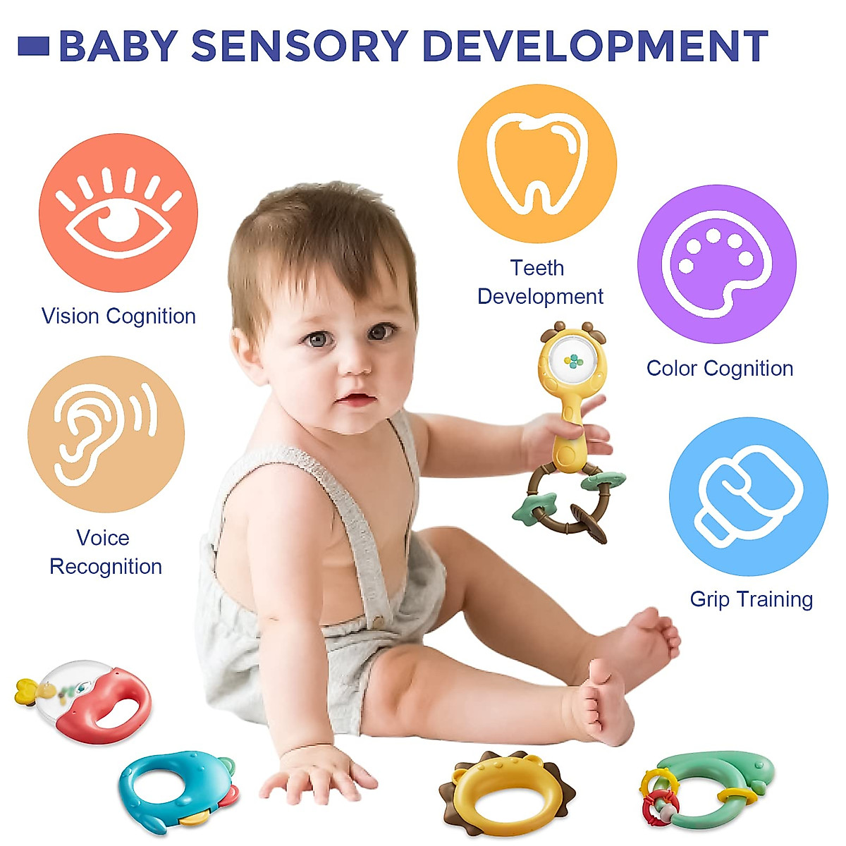 Baby Toys Baby Rattles 13 pcs, Baby Teething Toys, Teething Toys for Babies, Infant Shaker, Teether, Grab and Spin Rattles, Newborn Toys for 0, 3, 6, 9, 12 Months Baby Girls Boys