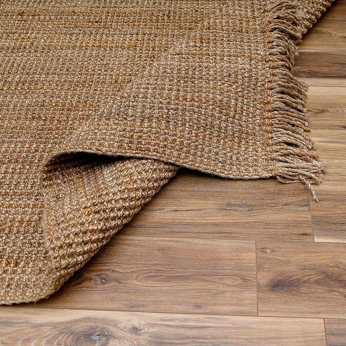 Hauteloom Moncton Handwoven Sea Grass Jute Rug - Natural Fiber Area Rug - Natural Fringe Tassel - Rattan Wicker Look Carpet - Brown - 5' x 7'6" (5x7)