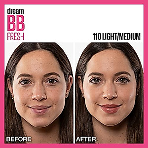 Maybelline Dream Fresh Skin Hydrating BB cream, 8-in-1 Skin Perfecting Beauty Balm with Broad Spectrum SPF 30, Sheer Tint Coverage, Oil-Free, Light/Medium, 1 Fl Oz