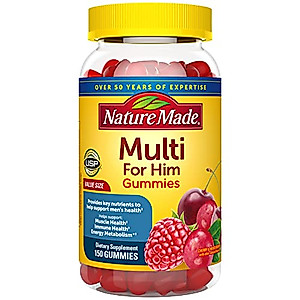 Nature Made Multi for Him, Multivitamin for Men for Energy Metabolism Support, Mens Multivitamins, 150 Gummy Vitamins and Minerals, 75 Day Supply