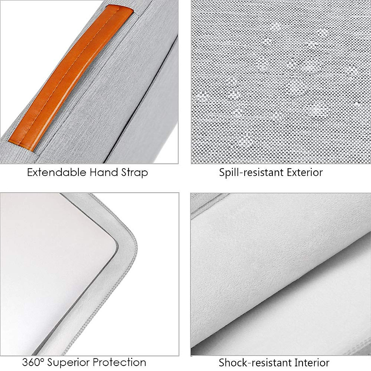 Lacdo 360° Protective Laptop Sleeve Case for 15 inch New MacBook Air M3 A3114 M2 A2941 2024-2023, 15 inch MacBook Pro A1990 A1707, Dell XPS 15 Plus 2022-2020 Computer Bag, Water-Resistant, Gray