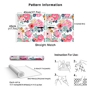 HAOKHOME Floral Wallpaper Peel and Stick Watercolor Cactus White/Pink/Green/Navy Blue Vinyl Self Adhesive Contact Paper Decorative 17.7in x 9.8ft