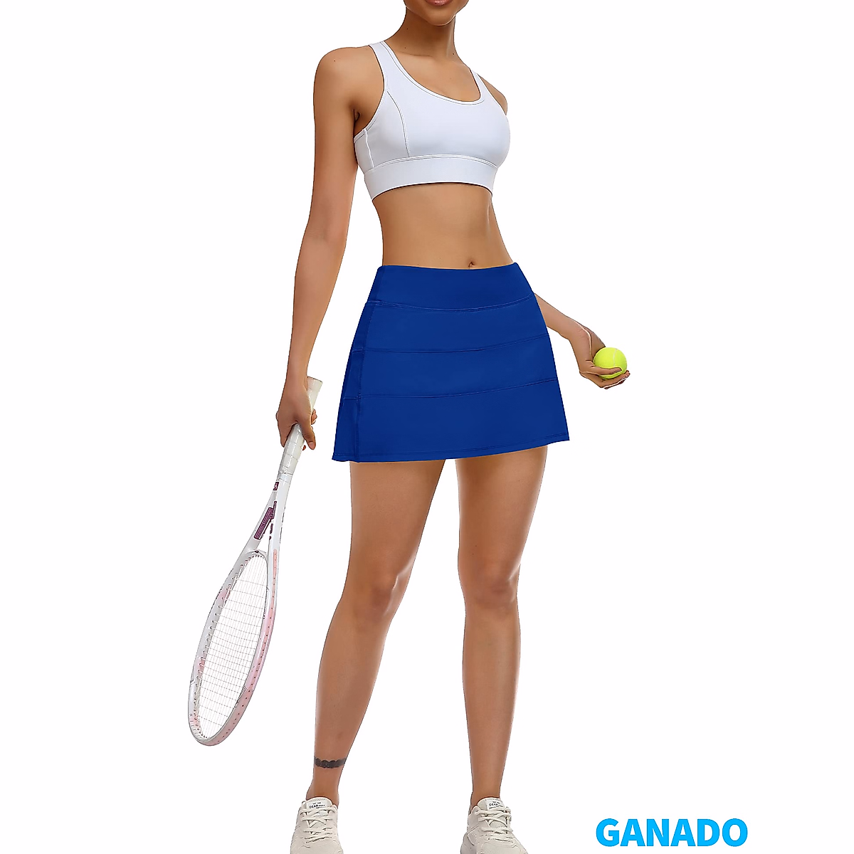 Ganado Tennis Skorts Skirts for Women with 4 Pockets Pleated Golf Skirt High Waisted Athletic Skort Workout Sports Skirt(Enamel Blue,Small)