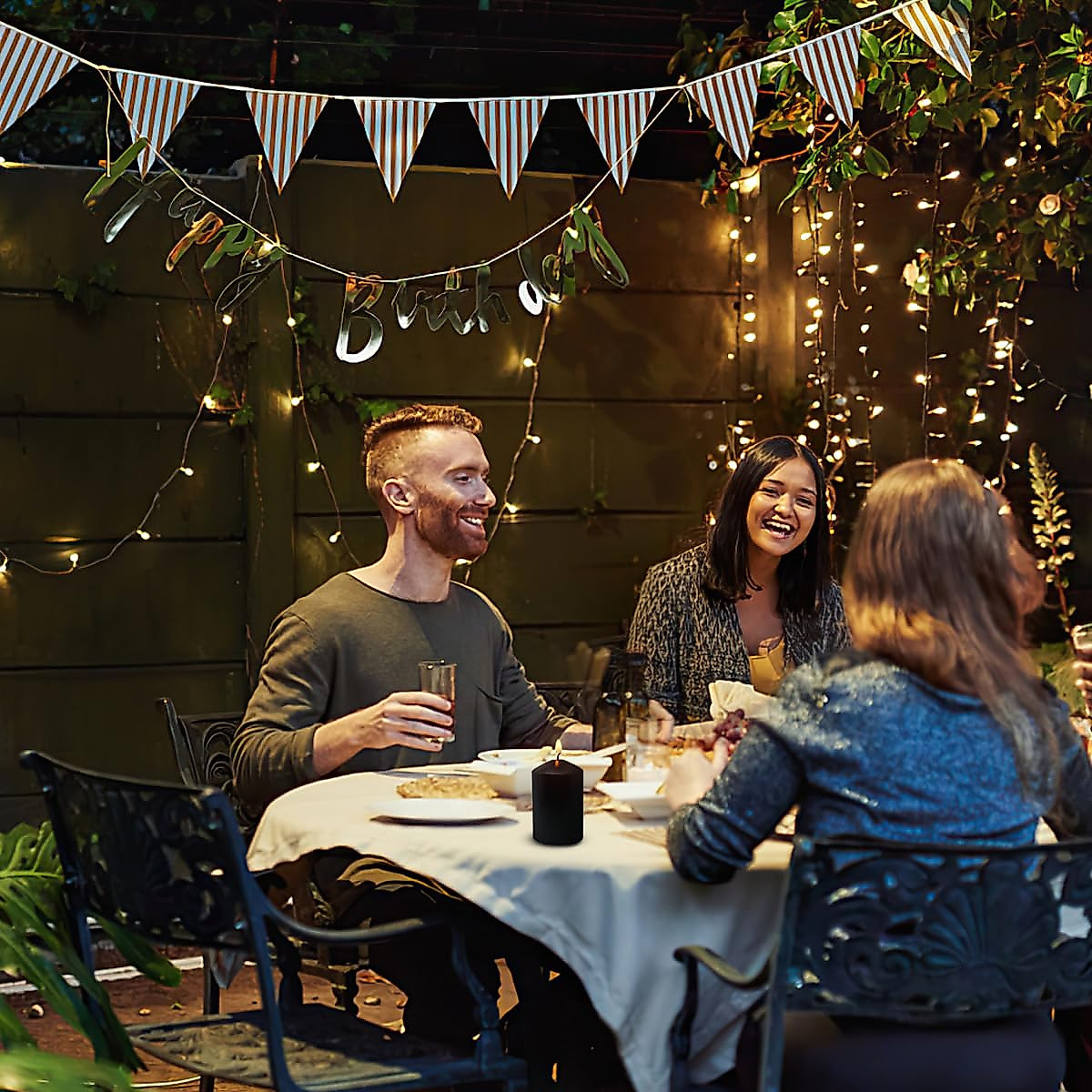 Unscented Black Pillar Candles, Small 2x3 Inch Dripless Tapered Column Halloween Solid Colored Candles for Home Party Holiday, 24 Hour Burn Time, Set of 8