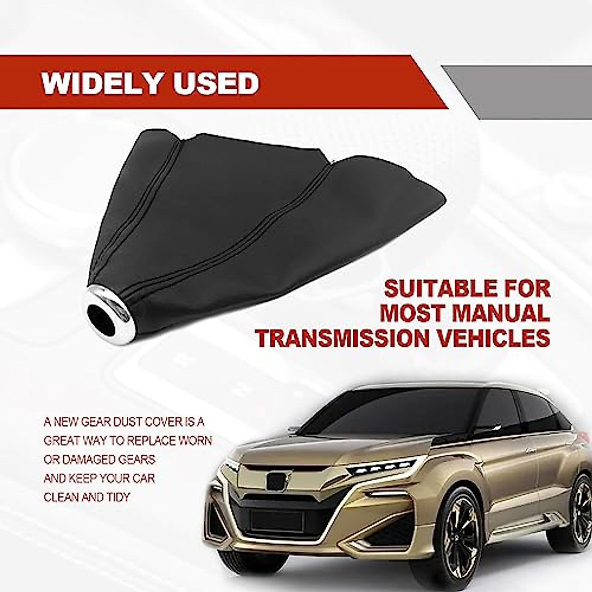 Vrasly Universal Car Shift Knob dust Cover Black, Shift Knob dust Cover Black PU Leather Manual/Auto Shifter Shift Boots Cover, Compatible with Most Car Truck,SUV