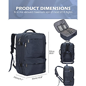 Hynes Eagle 44L Carry on Backpack Airline Approved Travel Backpack for Men Women Large Laptop Backpack 17 inch Nylon Backpack Overnight Weekender Bag Navy Blue