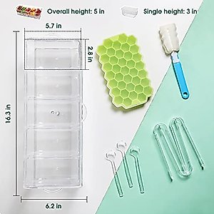 BELIBUY Condiment Server, Ice Chilled 5 Compartment Server CadCondiment Server,Condiment Containers with Lids, 5 Compartment Ice Chilled Caddy Clear Condiment Caddy with Iced Cube Fruit Serving Trays
