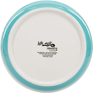 Pavilion Gift Company Pavilion-Chips & Dip-Patterned 6.25 Inch Teal Ceramic Snack Bowl, Blue