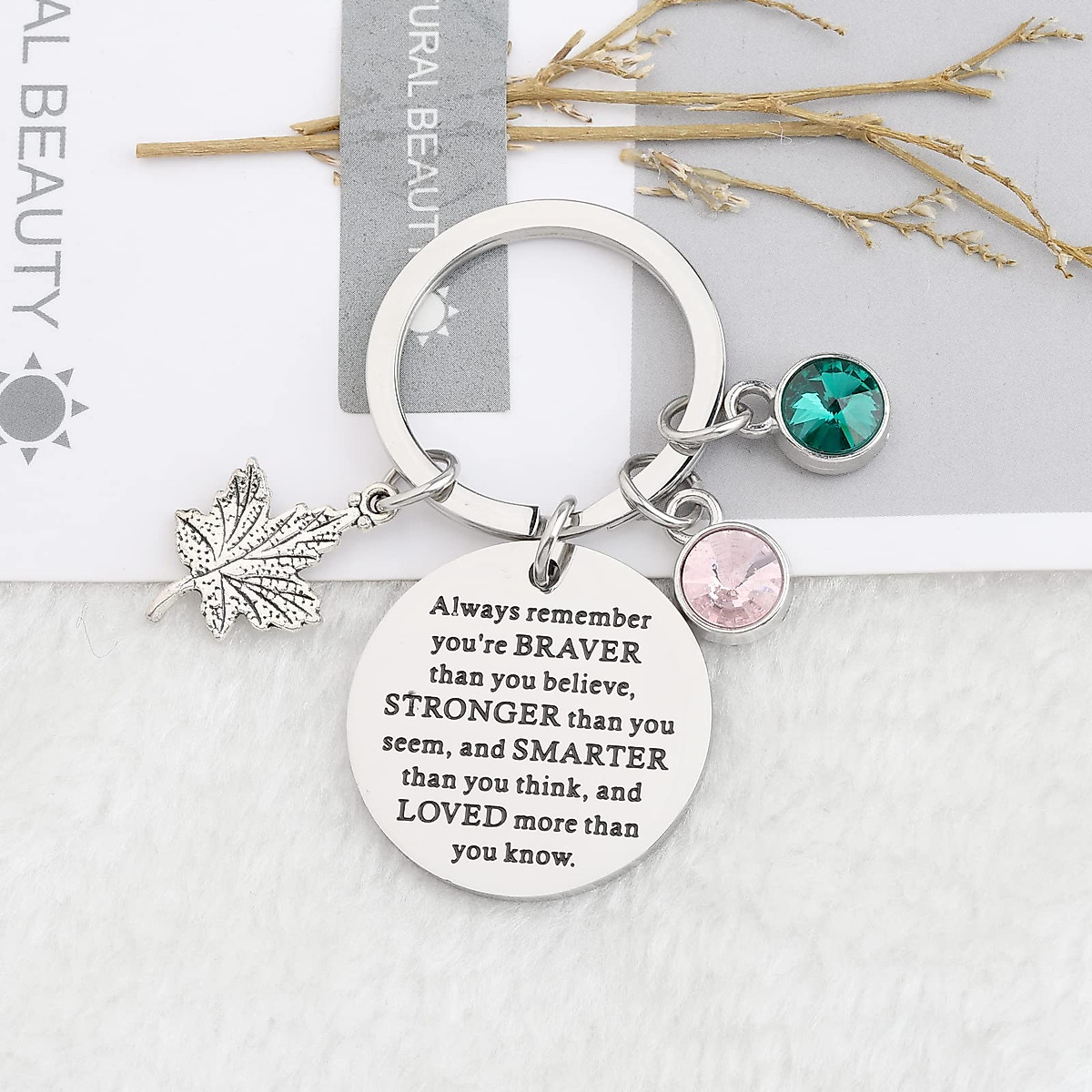 WSNANG Sorority Gift Pink and Green Leaf Graduation Gifts (silver)