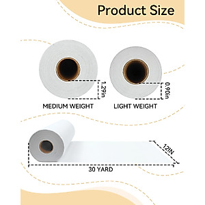 FIVEIZERO Medium Weight Iron-On Non-Woven Fusible Interfacing: 12inch" x 30yd Medium Weight Non-Woven Interfacing Iron On Polyester Single-Sided Interfacing for DIY Crafts Supplies