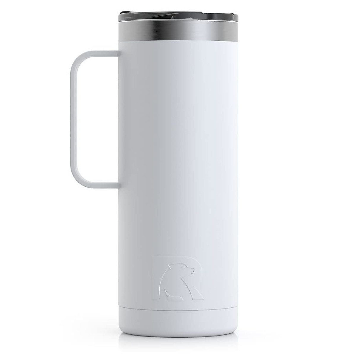 RTIC 20 oz Coffee Travel Mug with Lid and Handle, Stainless Steel Vacuum-Insulated Mugs, Leak, Spill Proof, Hot Beverage and Cold, Portable Thermal Tumbler Cup for Car, Camping, White