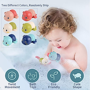 Baby Bath Toys, Wind up Swimming Turtle Toys for Toddlers, Floating Water Bathtub Shower Toys, Bathroom Pool Play Sets Fun Bathtime Gift for Kids Infants Boys Girls (3 Pack)