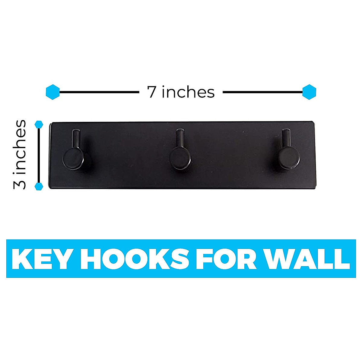 Key Hooks for Wall, Key Holder for Wall Decorative with 3 Key Hooks, Coat Hanger, Purse Hanger, Towel Hook, Easy Mount Key Hangers for Wall, Entryway, Bathroom, Living Room, Kitchen