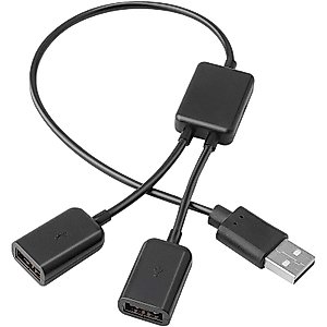 SAISN USB Y Splitter Cable 1 Male to 2 Female USB Hub 2.0 2 Ports Data Cable Power Cord Charging Extension Adapter Wire for Laptop, MacBook, Keyboards, Mice