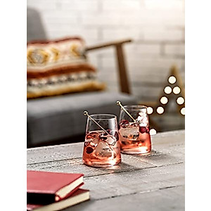 Modern Stemless Wine Glasses Set of 4-17 oz Stemless Wine Glasses, European Wine Glasses Stemless, Unique White Wine Glasses, Large Bowl Drinking Glass for Red Wine, Dishwasher Safe, Gifts