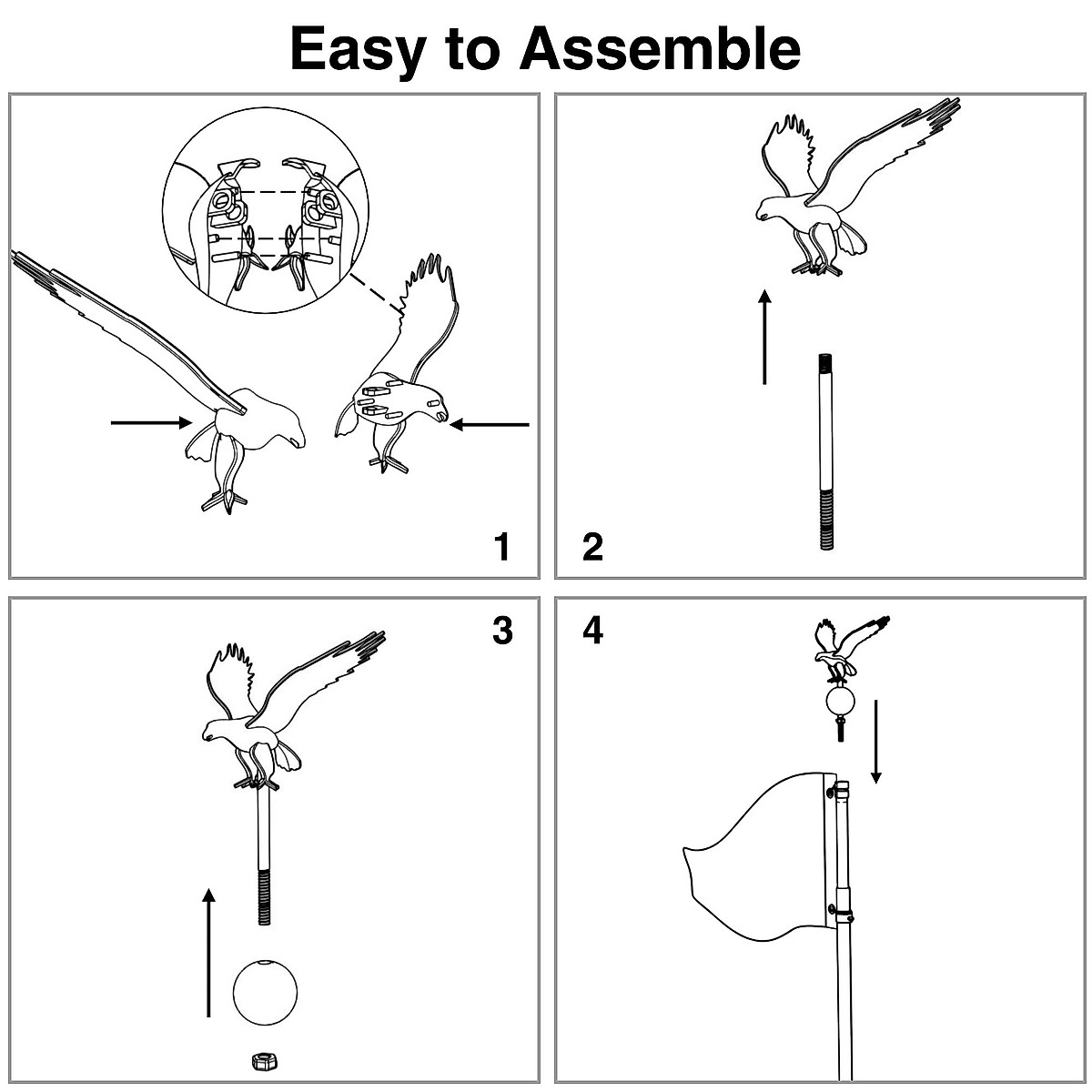Yescom Flagpole 14" Eagle Topper Gold Finial Ornament for 20/25/30Ft Telescopic Pole Yard Outdoor
