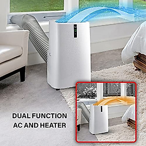 Rosewill Portable Air Conditioner 12,000 BTU, 4-in-1: AC, Fan, Dehumidifier & Heater, Remote Control, Self-Evaporation, Up to 300 Sq.Ft., White - (RHPA-18003)