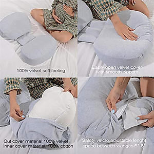 SIMINZICH Side Sleeper C Shaped Pregnancy Pillow,Double Wedge for Body, Belly, Back Support, Maternity Pillow with Removable Velvet Cover