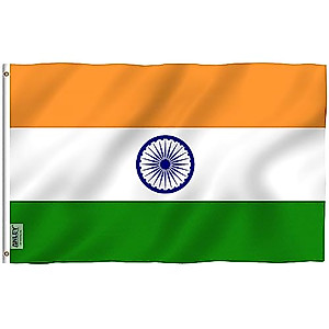Anley Fly Breeze 3x5 Foot India Flag - Vivid Color and Fade proof - Canvas Header and Double Stitched - Indian National Flags Polyester with Brass Grommets 3 X 5 Ft