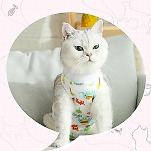 2 PCS Cat Recovery Suit for Spay Abdominal Wounds, Cat Onesie for Cats After Surgery, Cat Surgery Recovery Suit Female Breathable E-Collar Alternative Kitten Onesie for Cats Anti Licking (Medium)