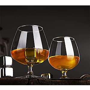 ROLATO Cognac Brandy Crystal Small Glasses Snifter, Set of 4 - Handcrafted - Good for Bourbon Whiskey - 15-ounce